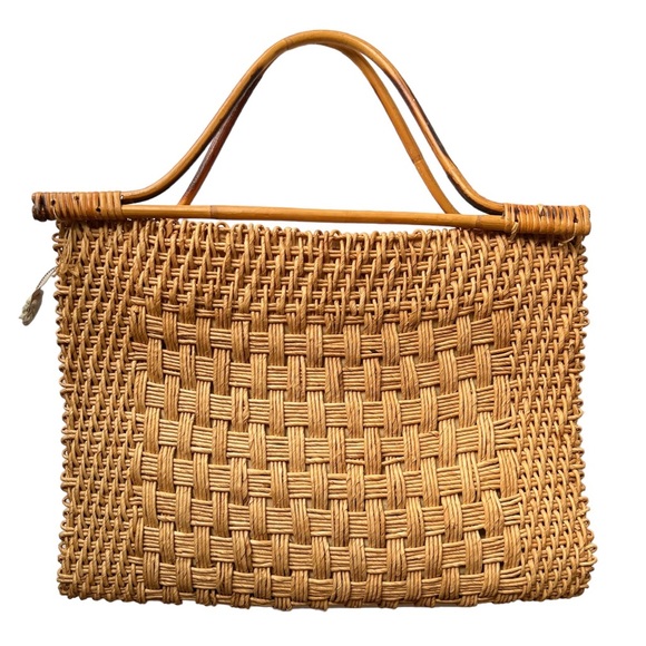 Epitome | Bags | Epitome Made In Italy Woven Hand Bag With Wooden ...